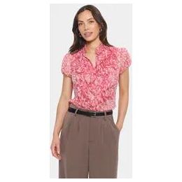 Rüschenbluse SAINT TROPEZ "LiljaSZ Crinkle SS Shirt", Damen, Gr. XS, fruit dove blooming, Chiffon, Obermaterial: 100% Polyester, geblümt, feminin, normal, Kurzarm, Blusen