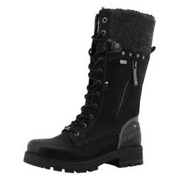 Winterstiefel Mustang SHOES "Darleen", Damen, Gr. 39, Normalschaft, schwarz, Lederimitat, Textil, Schuhe, Schnürstiefel mit Reißverschluss