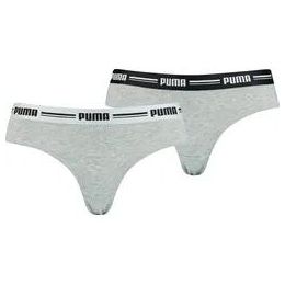 Brasilslip Puma "Puma WOMEN BRAZILIAN 2P HANG", Damen, Gr. S, grau (grau, grau), Obermaterial: 57% Baumwolle, 38% Modal, 5% Elasthan, eng, Unterhosen, mit weichem Logobündchen