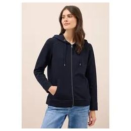 Sweatjacke Cecil, Damen, Gr. M40, blau (urban dunkelblau), Sweatware, 80% Baumwolle, 17% Polyester, 3% Elasthan, unifarben, Casual, comfort fit normal, ohne Ausschnitt, Bündchen, Sweatjacken, mit Kapuze