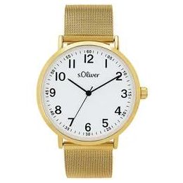Quarzuhr s.Oliver, goldfarben, Armbanduhren, Herren, Armbanduhr, Herrenuhr, Edelstahlarmband, analog