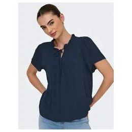 Jacqueline de Yong Kurzarmbluse JDY "JDYLIMA LIFE S/S TOP WVN NOOS", Damen, Gr. 42, schwarz (schwarz iris), Web, Obermaterial: 100% Viskose, unifarben, modisch, loose fit hüftlang, V-Ausschnitt, Kurzarm, Blusen