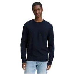 Strickpullover Tom Tailor DENIM, Herren, Gr. XXL, blau (schwarz navy), Strick, Obermaterial: 100% Baumwolle, regular fit taillenbedeckt, Rundhals, Bündchen, Pullover, in melierter Optik