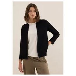 Cardigan Cecil, Damen, Gr. L (42), schwarz, Stoff, 60% Viskose, 40% Polyester, unifarben, casual, normal normal, hoch geschlossener Ausschnitt, Langarm abgesteppt, Strickjacken, mit Stehkragen