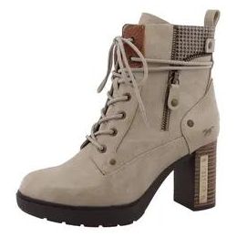 Winterstiefelette Mustang SHOES "Nana", Damen, Gr. 39, beige, Lederimitat, Textil, Schuhe, Schnürstiefelette mit wärmendem Textilfutter