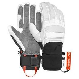 Skihandschuhe Reusch "Alpine Master", Damen, Gr. 10, schwarz-weiß (weiß, schwarz), 50% Ziegenleder, 45% Polyester, 5% Polyurethan, unifarben, Handschuhe, mit winddichter und atmungsaktiver Funktion