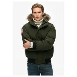 Steppjacke Superdry "EVEREST FAUX FUR BOMBER JACKET", Herren, Gr. XL, grün (surplus goods olive grün), Web, Obermaterial: 100% Polyester, unifarben, relaxed fit, Jacken