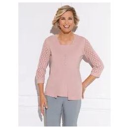 2-in-1-Pullover Classic Basics "2-in-1-Pullover", Damen, Gr. 38, lila (hortensie), 100% Polyacryl, unifarben, 3/4-Ärmel, Pullover