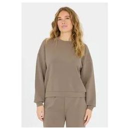 ENDURANCE ATHLECIA Sweatshirt ATHLECIA "Jillnana", Damen, Gr. 44, grau, beige, 51% Polyester, 44% Modal, 5% Elasthan, unifarben, normal, Rundhals, Sweatshirts, im klassischen Design