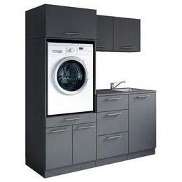 Mehrzweckschrank-Set LAUNDREEZY "Laundreezy, 6-tlg. Mehrzweckschrank-Set B/H/T 168/238/68 cm", anthrazit matt, B:168cm H:200cm T:68cm, Holzwerkstoff, Kastenmöbel-Sets, Breite 168 cm, Soft-Close-Funktion für Türen
