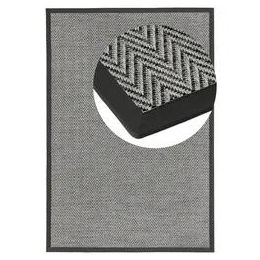 Teppich Dekowe "BasicS2 Fischgrat", grau (schiefer), B:80cm H:10mm L:250cm, Kunstfaser, Teppiche, Fischgrät Design, mit Bordüre, In- und Outdoor geeignet
