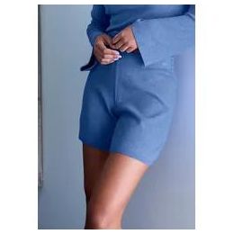Shorts Copenhagen Studios, Damen, Gr. 48/50, N-Gr, blau, Rippstrick, Obermaterial: 50% Viskose, 28% Polyester, 22% Nylon, unifarben, casual, bequem ca. Mitte Oberschenkel, Hosen, aus hochwertigem Rippstrick, Loungewear
