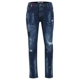 Bequeme Jeans 2Y Premium "2Y Premium 2Y CARLOS DESTROYED SLIM FIT JEANS", Herren, Gr. 30, Normalgrößen, midblau, 98% Baumwolle, 2% Elasthan, unifarben, Jeans
