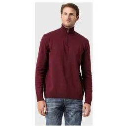 Cipo & Baxx Troyer CIPO & BAXX "Pullover", Herren, Gr. XXL, rot (burgundy), Feinstrick, 50% Baumwolle;50% Polyacryl, unifarben, Casual, regular fit, Pullover, mit Troyer-Kragen