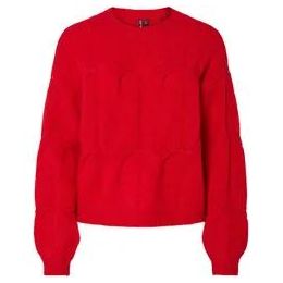 Strickpullover Pieces "PCJENNA LS O-NECK CABLE KNIT NOOS BC", Damen, Gr. M, lila (goji berry), Strick, Obermaterial: 79% Polyester, 13% Polyacryl, 5% Wolle, 3% Elasthan, unifarben, modisch, regular fit normal, Rundhals, Langarm Rippbündchen, Pullover