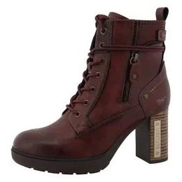 Winterstiefelette Mustang SHOES "Nana", Damen, Gr. 39, rot (bordeaux), Lederimitat, Textil, used, Schuhe, Schnürstiefelette mit wärmendem Textilfutter