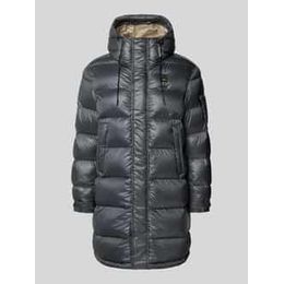 Blauer Regular Fit Steppmantel mit Logo-Applikation Modell 'Aldrich'