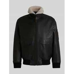 Hugo Regular Fit Lederjacke im Aviator-Stil Modell 'LORAN'