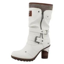 Winterstiefel Mustang SHOES "Palma", Damen, Gr. 39, Normalschaft, weiß, Lederimitat, Textil, Schuhe, Kurzstiefel, Winterstiefel mit wärmendem Textifutter