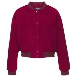 Bomberjacke Lascana, Damen, Gr. 34, bordeaux, Flanell, Obermaterial: 90% Polyester, 10% Viskose. Futter: 100% Polyester, unifarben, figurumspielend normal, Rundhals, angesetztes Bündchen, Jacken, mit Rippbündchen, Pilotenjacke mit Druckknöpfen und Taschen