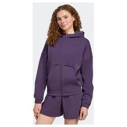 Kapuzensweatshirt Adidas SPORTSWEAR "W FI SL FZ HD", Damen, Gr. M, aurora plum, Obermaterial: 68% Baumwolle, 32% Polyester, Sportlich, Sweatshirts