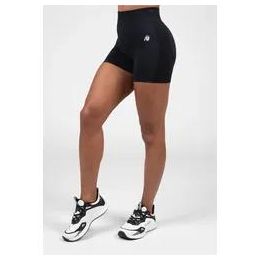 Shorts GORILLA WEAR, Damen, Gr. L, US-Größen, schwarz, 92% Nylon, 8% Elasthan, unifarben, kurz, Hosen, mit feuchtigkeitstransportierender Beschichtung