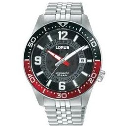 Automatikuhr Lorus, silberfarben, schwarz, Armbanduhren, Herren, Armbanduhr, Herrenuhr, Mechanische Uhr, Edelstahlarmband, analog, Tag