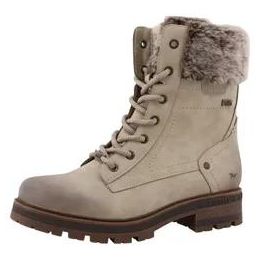 Winterstiefelette Mustang SHOES "Darleen", Damen, Gr. 39, beige, Lederimitat, Textil, used, Schuhe, Winterboots mit Fellimitatkragen