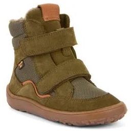 Barfußschuh froddo "BAREFOOT TEX WINTER", Kinder, Gr. 24, grün (khakifarben), Veloursleder, Textil, Basic, Schuhe, Klettschuh, Winterstiefel mit TEX-Membrane