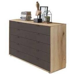 Schubkastenkommode Wiemann "Cardiff Sideboard, Wäscheschrank, teilmassiv Bianco-Eiche, Schubladen", braun, B:141cm, Sideboards, Schubkästen inklusive Selbsteinzug und Dämpfung