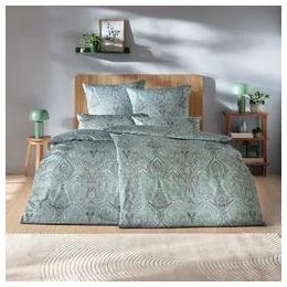 Bettwäsche Estella "Mariam", blau (azur), B/L: 155cm x 220cm, 2 St., Mako-Satin, B/L: 80cm x 80cm & 40cm x 80cm, Mako-Satin, Obermaterial: 100% Baumwolle, Bettwäsche
