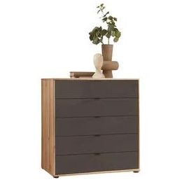 Schubkastenkommode Wiemann "Cardiff Sideboard, Wäscheschrank, teilmassiv Bianco-Eiche, Schubladen", braun, B:80cm, Sideboards, Schubkästen inklusive Selbsteinzug und Dämpfung