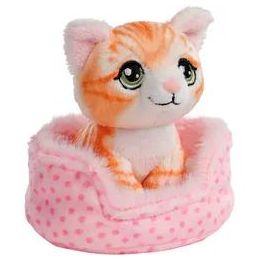 Kuscheltier Nici "Little Paws, Katze rot getigert, 12 cm, im Körbchen rosa", rot, Plüschfiguren, KinderB:11cm H:12cm L:10cm, B:11cm H:12cm L:10cm
