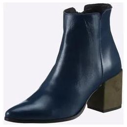 Stiefelette Heine, Damen, Gr. 38, blau (marine, grün), Leder, Glattleder, modisch, Schuhe