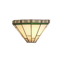Licht-Erlebnisse Wandlampe (B)30.5 x (H)18 cm in Messing Antik Creme Gr&uuml;n | Gr.: onesize