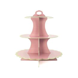 Intirilife Tortenständer Etagere aus Karton in Rosa | Gr.: onesize