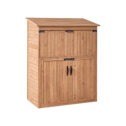Beliani Gerätehaus mit Holzunterstand TOFFIA in Braun - (W) 127 x (H) 160 x (L) 66 cm | Gr.: onesize