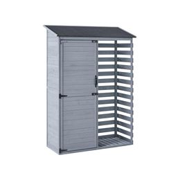 Beliani Gerätehaus mit Holzunterstand CENGIO in Grau/Schwarz | Gr.: onesize