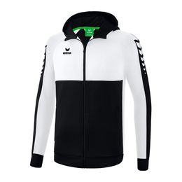 Erima Kinder Six Wings Trainingsjacke mit Kapuze in schwarz/weiss | Gr.: 164
