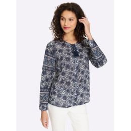 Heine Druckbluse in champagner-dunkelblau-bedruckt | Gr.: 48