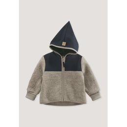 hessnatur Wollwalk Jacke aus Bio-Merinowolle mit Softshell in greige | Gr.: 74/80