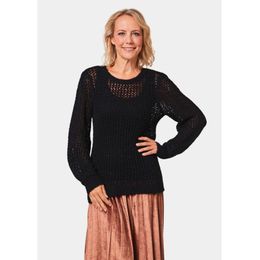 GOLDNER Pullover Femininer Pullover in Netzoptik mit Pailletten in schwarz | Gr.: 42