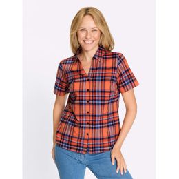 Sieh an! Karobluse in papaya-himmelblau-kariert | Gr.: 40