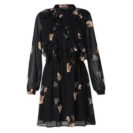 KOROSHI Kurzes bedrucktes Minikleid mit langen Ärmeln in SCHWARZ | Gr.: XS