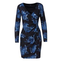 KOROSHI Kurzes bedrucktes Minikleid mit langen Ärmeln in SCHWARZ | Gr.: XXL