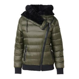 KOROSHI Damen Steppjacke mit Kapuze in khaki | Gr.: S