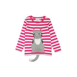 Toby tiger Langarmshirt mit K&auml;tzchen Applikation in rosa | Gr.: 128