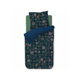 PIP Studio Bettw&auml;sche Flores Felices in Dunkelblau | Gr.: 200x200 (2x 80x80 cm)
