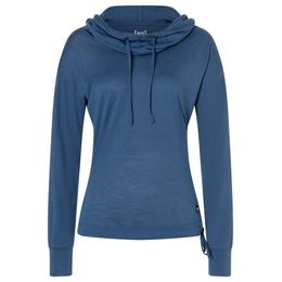 super.natural Merino Longsleeve W FUNNEL HOODIE in blau | Gr.: XS