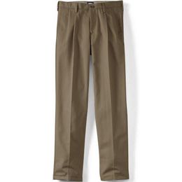 LANDS' END CLASSIC COMFORT. Bügelleichte Chino mit Bundfalten, Herren,  Braun, Baumwolle, by Lands' End